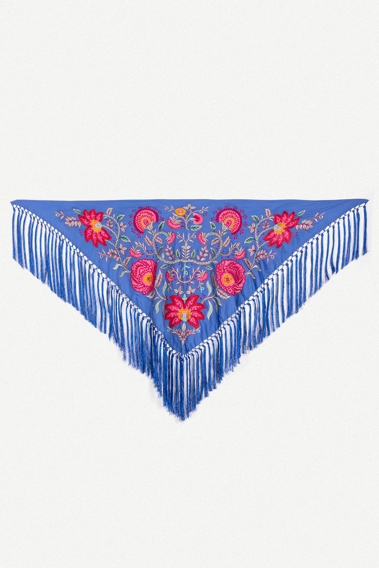 Mantón Camila Azul Ribete Rojo M468 - The Nook Store